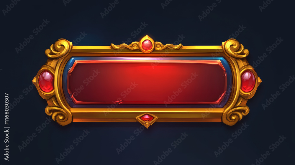 Medieval ui game sprite button with gold border cartoon design ...