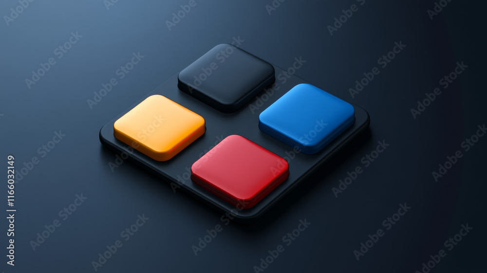 Sets of 3d icons of next button dark mode. 3d realistic modern ...