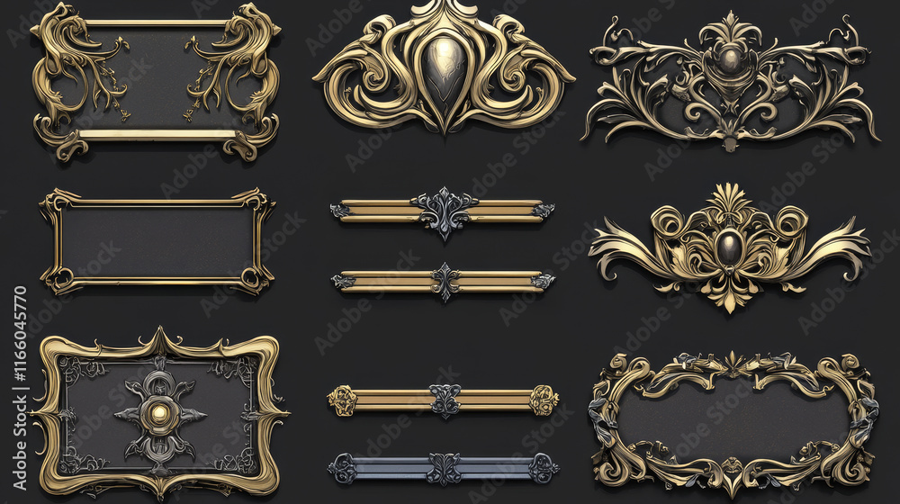 Decorative game ui divider and text border for different levels ...