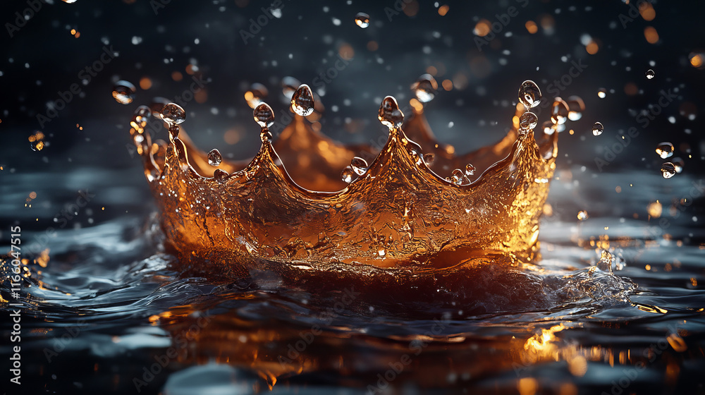 Water splash set. Aqua liquid in shape of crown and dynamic motion ...