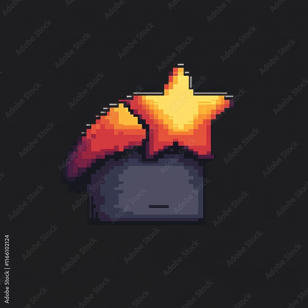 Pixel Art Star Rating Achievement Success Game Design Award Stock ...