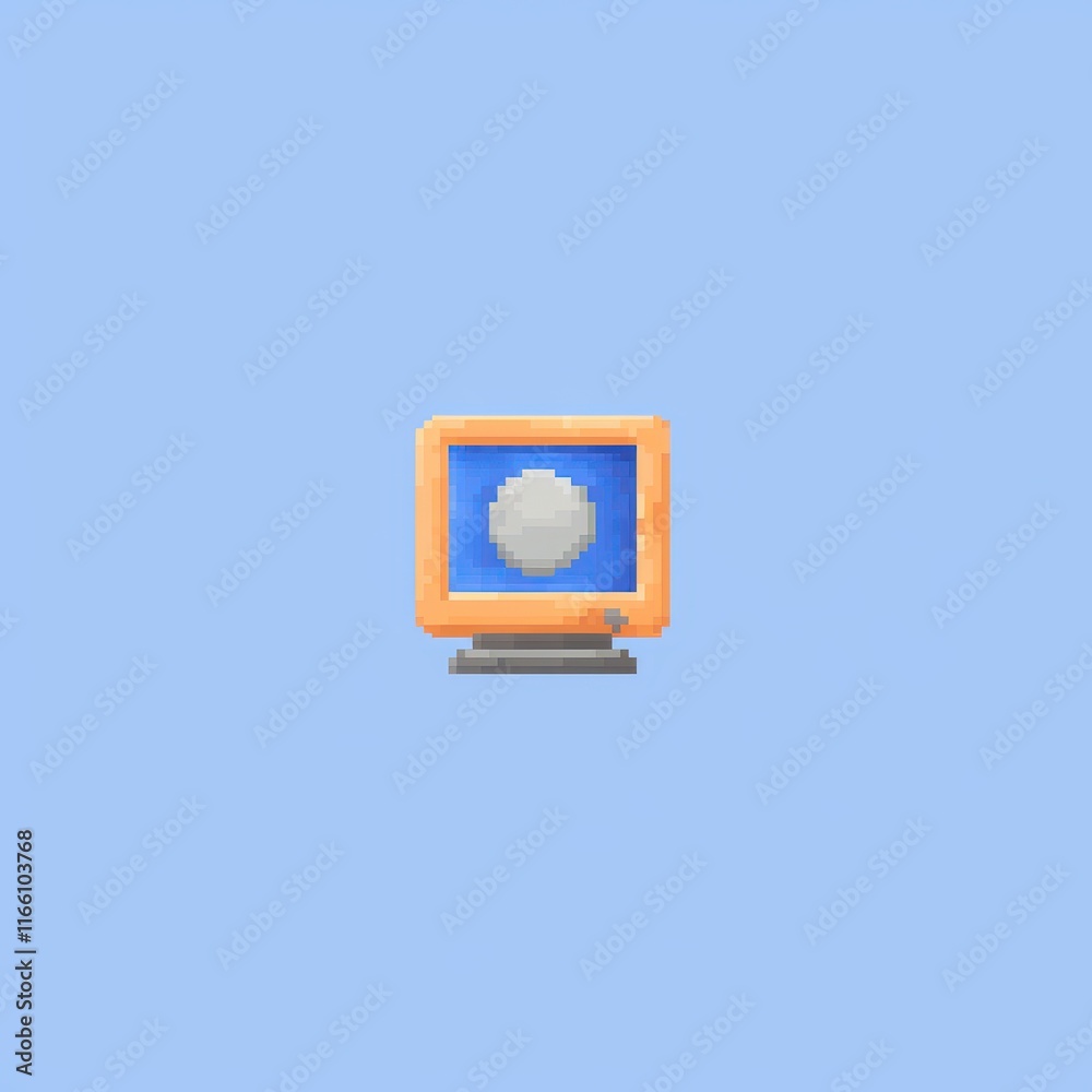 Pixel Art Retro Computer Monitor 8 bit Digital Screen Technology Game ...