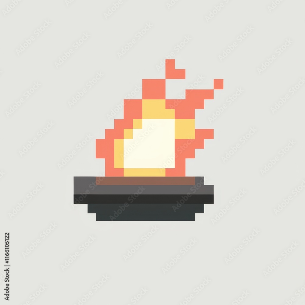 Pixel Art Flame 8 bit Fire Campfire Game Asset Design Element Stock ...