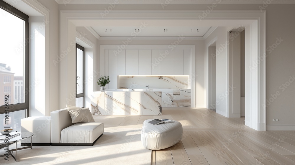 Light luxury interior design of a modern apartment, minimalist style ...