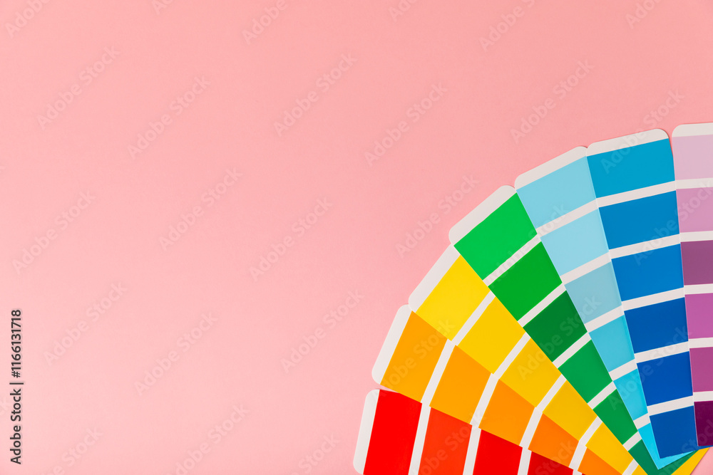 Color palette on a bright colored background. Color palette guide ...