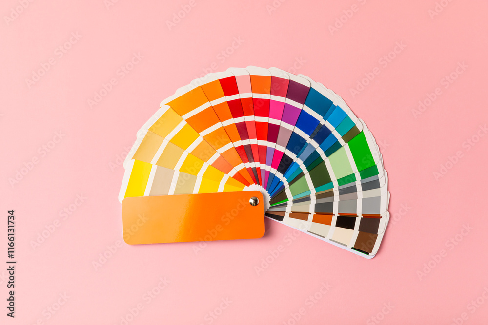 Color palette on a bright colored background. Color palette guide ...