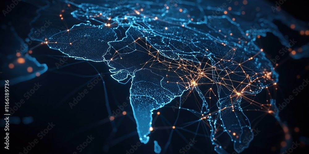 Digital map shows global network, connectivity in MENA region, Saudi ...