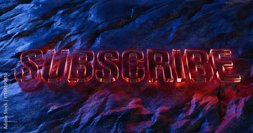 Subscribe button, Red Subscribe text on fire, Dark rocky terrain and ...