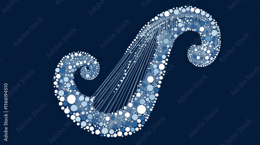 Harp of the particles. Harp consists of circles and points. Vector ...
