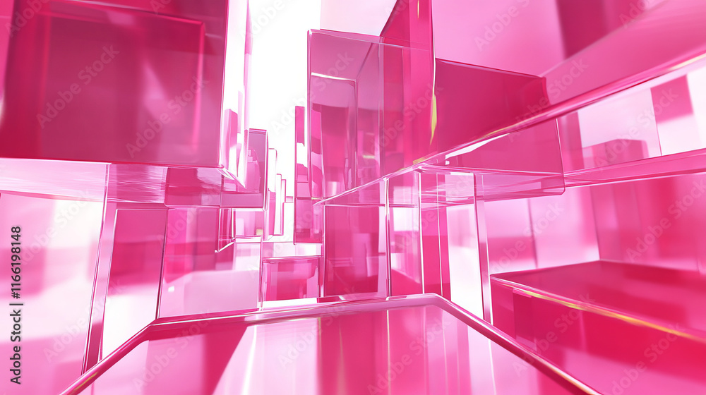 3d holographic prism cube with abstract light. Isometric square cuboid ...