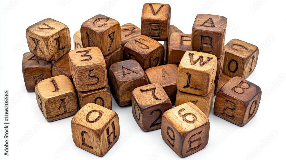 Wooden cube block for alphabet kids toy. 3d vector illustration of ...