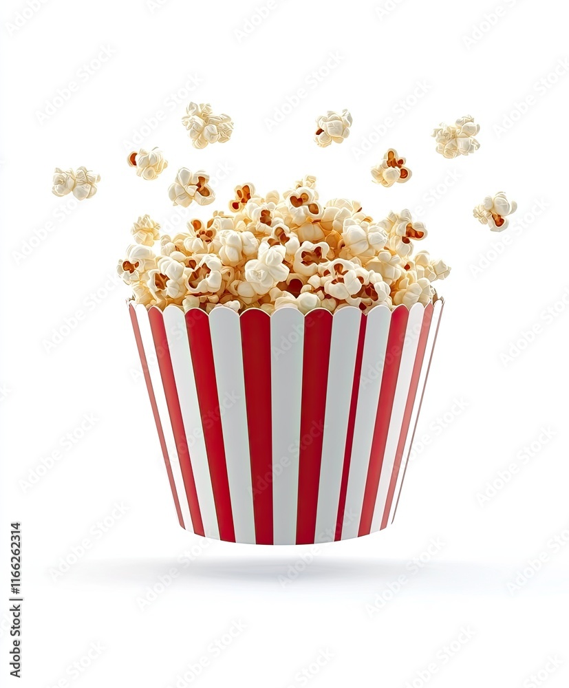 Explosive popcorn kernels floating and flying in dynamic motion ...