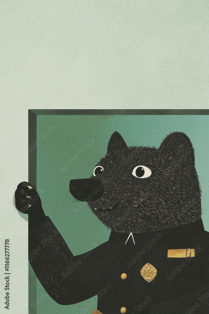 Charming Tasmanian Devil in Security Guard Uniform with Friendly ...