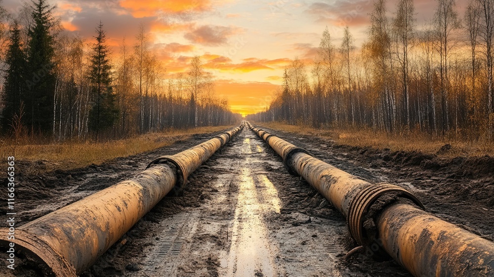 Refined oil pipeline system traversing intricate underground layers ...