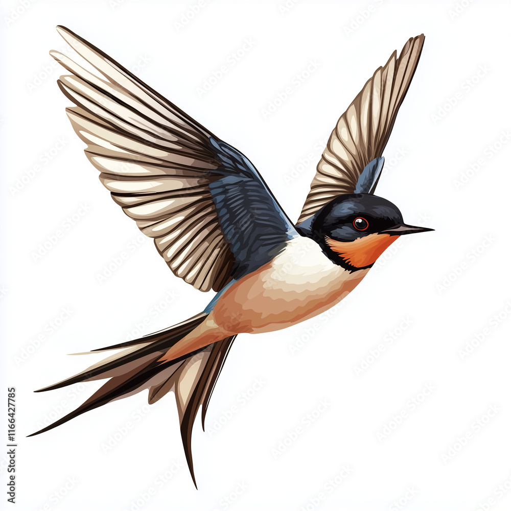 Flying swallow bird illustration PNG with transparent background for ...