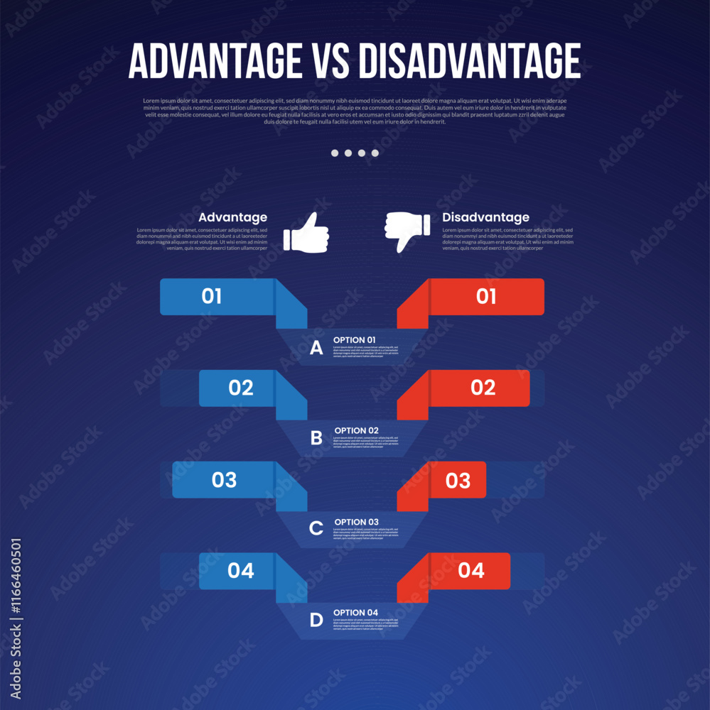 advantage vs disadvantage infographic for comparison data with bar ...