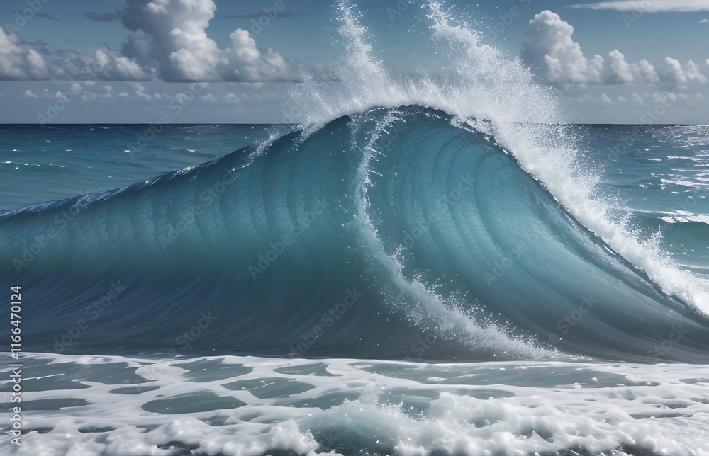Pure blue turquoise water texture of the ocean with foam and waves ...
