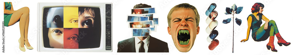 PNG Surreal collage art expression, element set on transparent ...