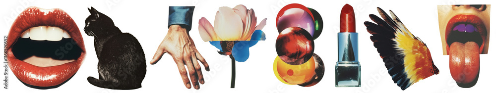 PNG Eclectic collage art expression, element set on transparent ...