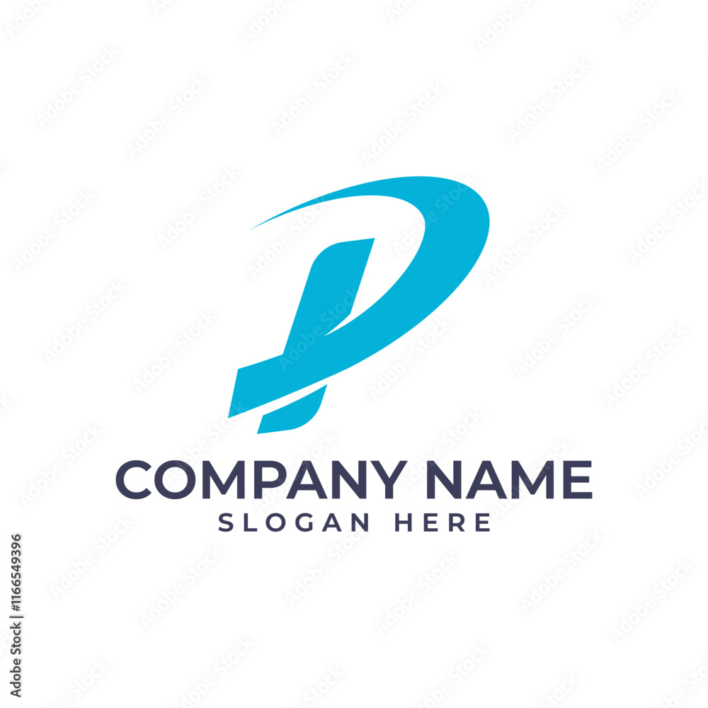 Dynamic "P" logo with a bold, curved design. The blue color suggests ...