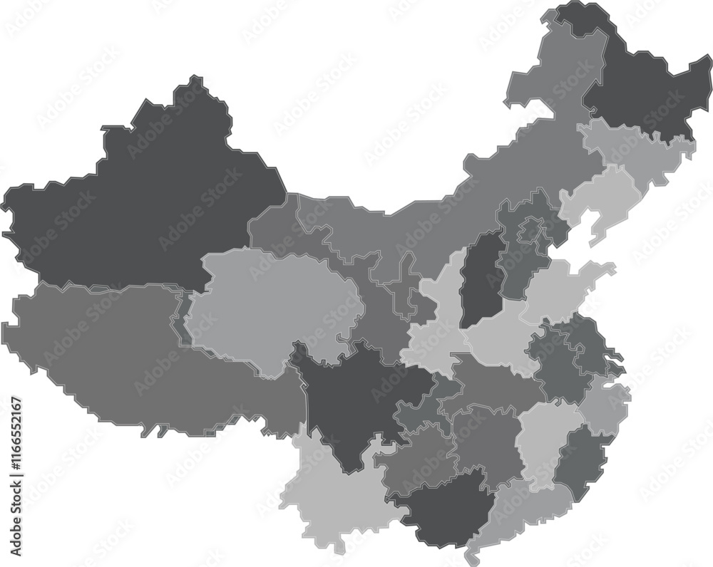grey scale china map with white background Stock Vector | Adobe Stock