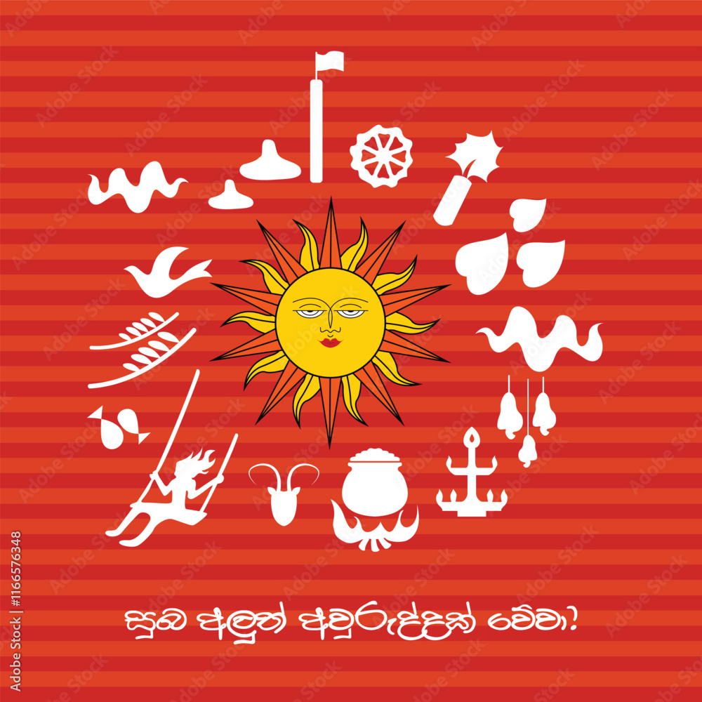Sinhala and Tamil New Year. Sinhala Aluth Avurudu. Vector Design. Stock ...