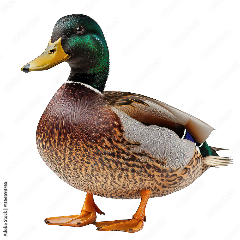 A realistic illustration of a mallard duck, showcasing its features ...