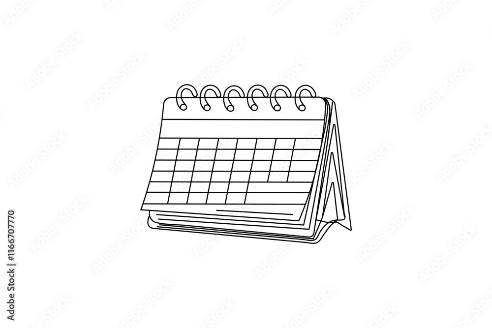 continuous calendar Single line drawing countdown, memorial day Table ...