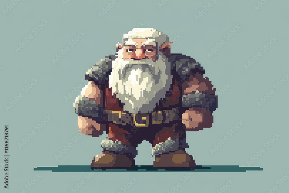 Ilustración de Stock Pixel art illustration of a stout, elderly dwarf ...