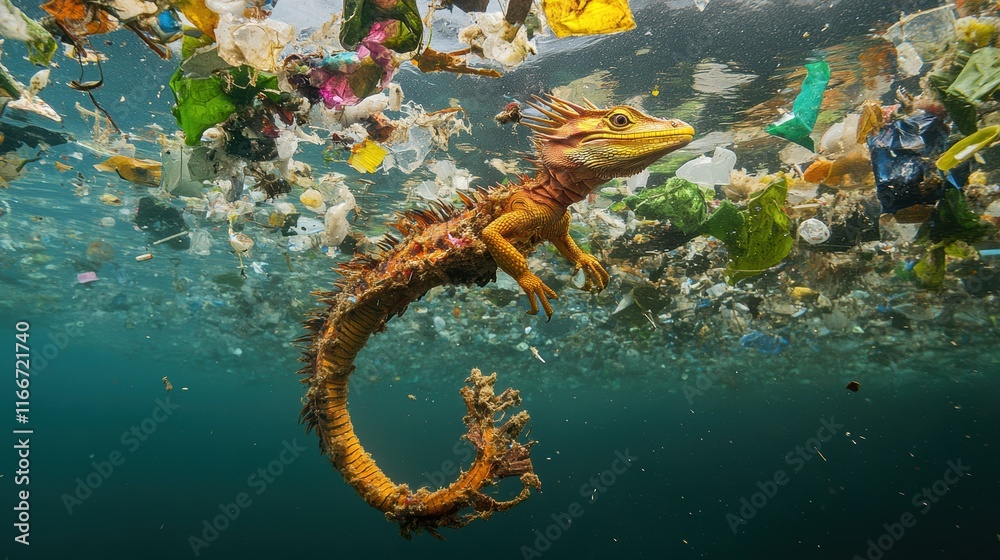 Yangntp Sansan Sea Dragon Camouflaged in Ocean Trash Global Warming ...