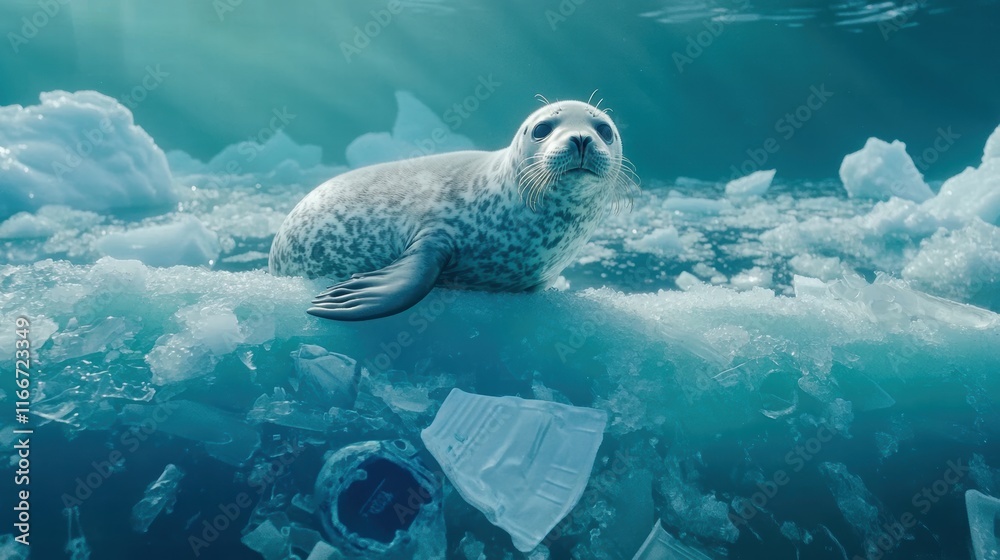 Ringed Seal Resting on Shrinking Iceberg Arctic Ocean Wildlife ...
