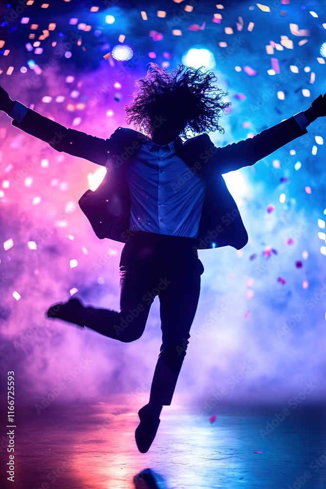 Modern disco dancer - flashy and sparkling colorful EDM rave-style with ...