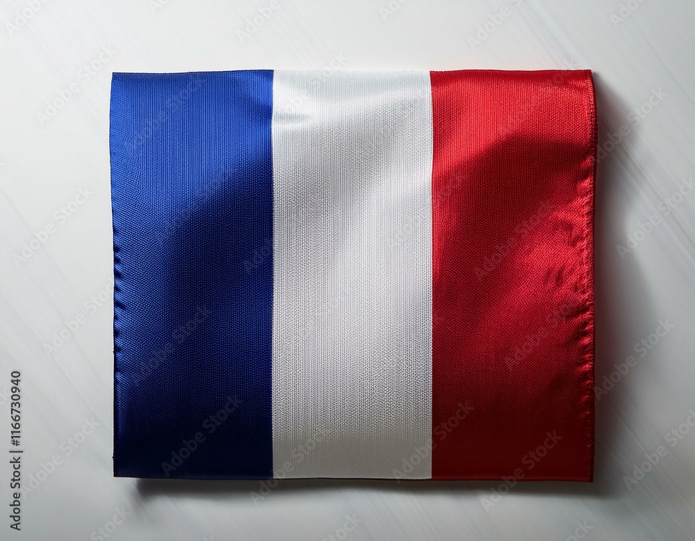 The tricolor flag of France with vertical blue, white, and red stripes ...