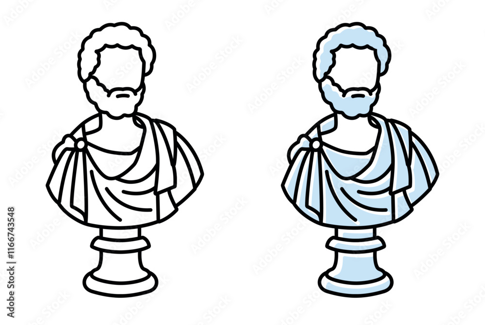 Ancient bust icon. Ancient Greek statue. Icon of an ancient philosopher ...