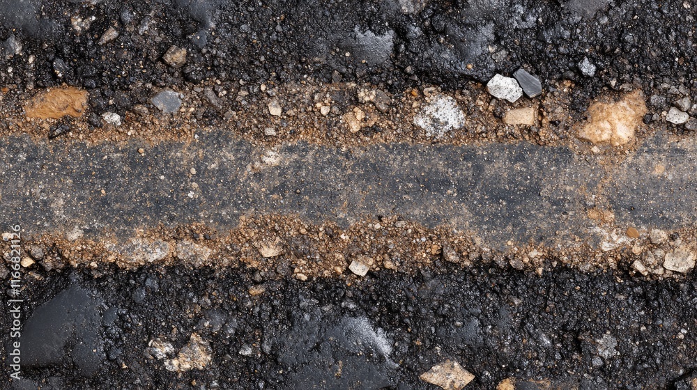 Cross section of asphalt road showing detailed texture and materials of ...
