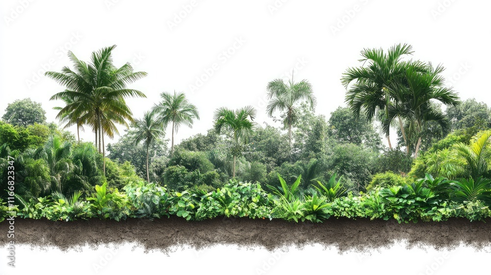 Stock-Illustration „Cross section of a vibrant rainforest depicting ...