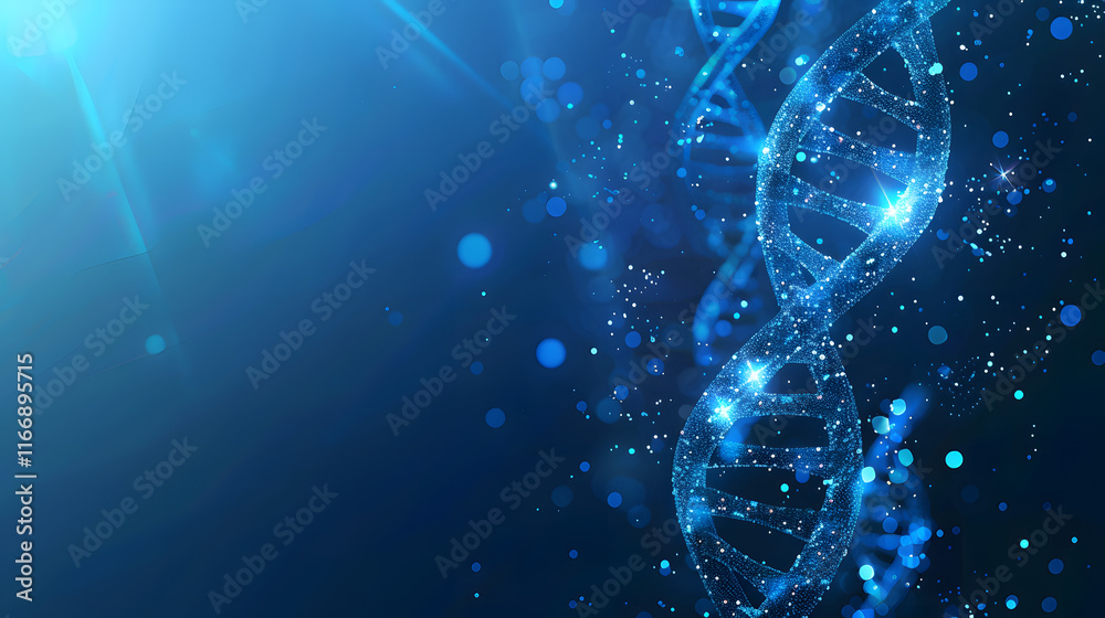 DNA biotechnology science background vector in blue futuristic style ...