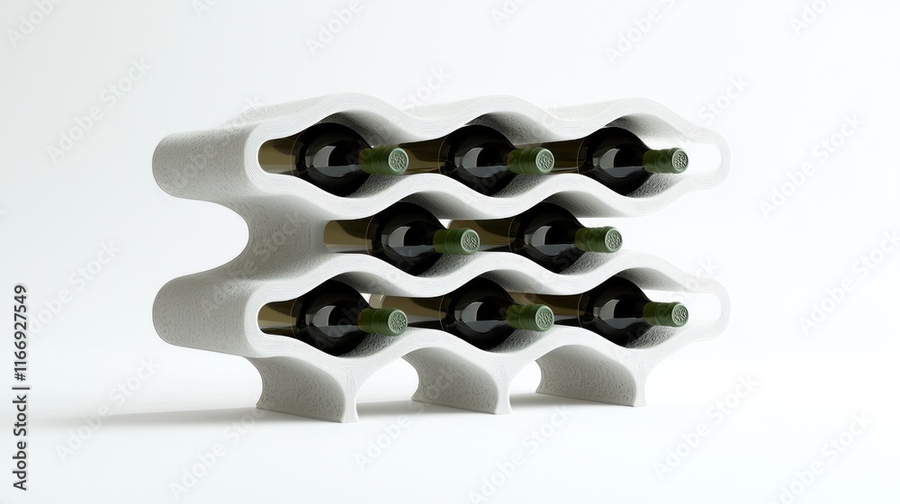 Sculptural 3D-Printed Wine Rack for Elegant Bottle Display in Dining ...