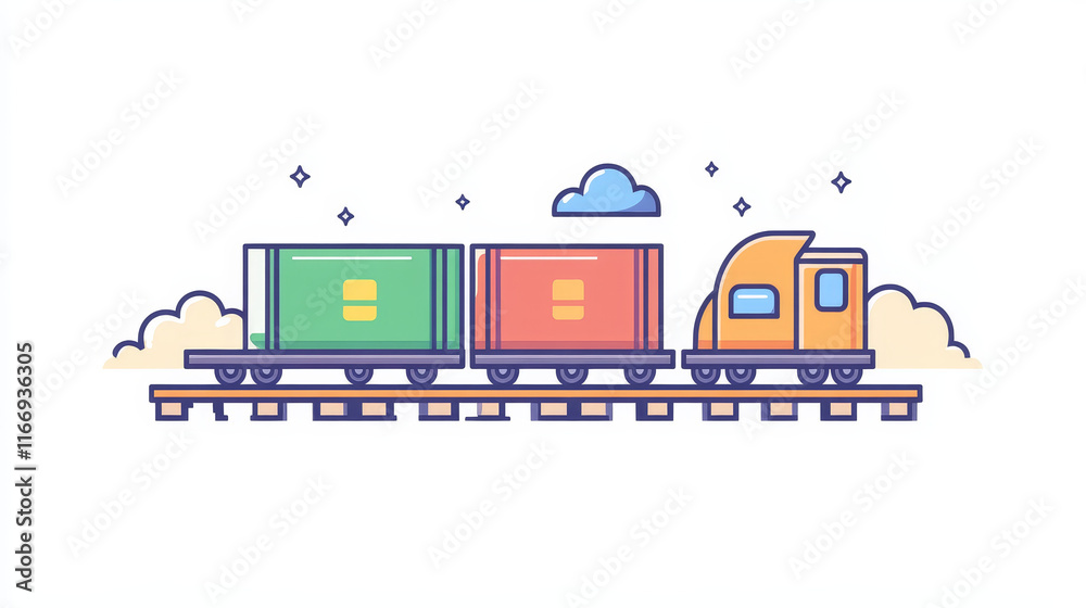 Delivery by train line icon, logistics and shipping cargo service ...