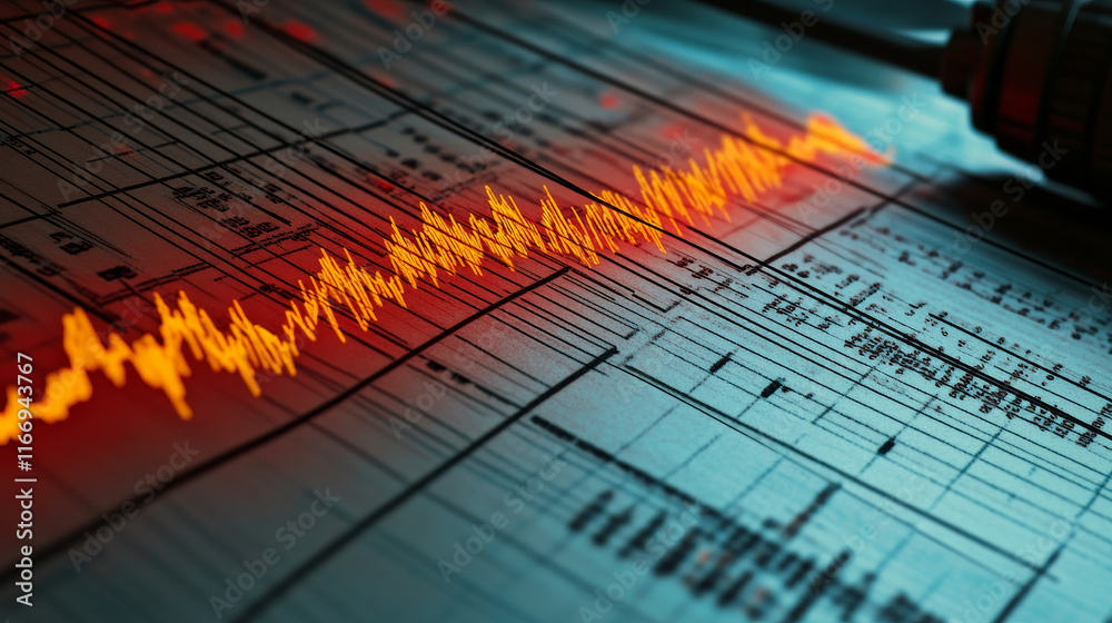 Earthquake seismograph wave, seismic graph seismometer of earth quake ...
