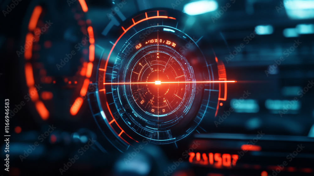 Military HUD target aim control and radar screen, futuristic dashboard ...