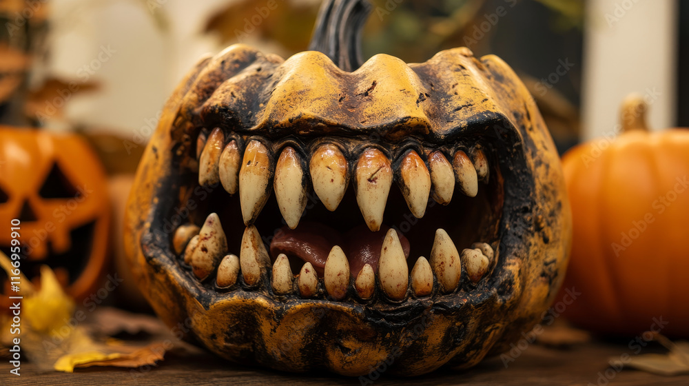 Halloween horror night party vector poster with frame of screaming ...