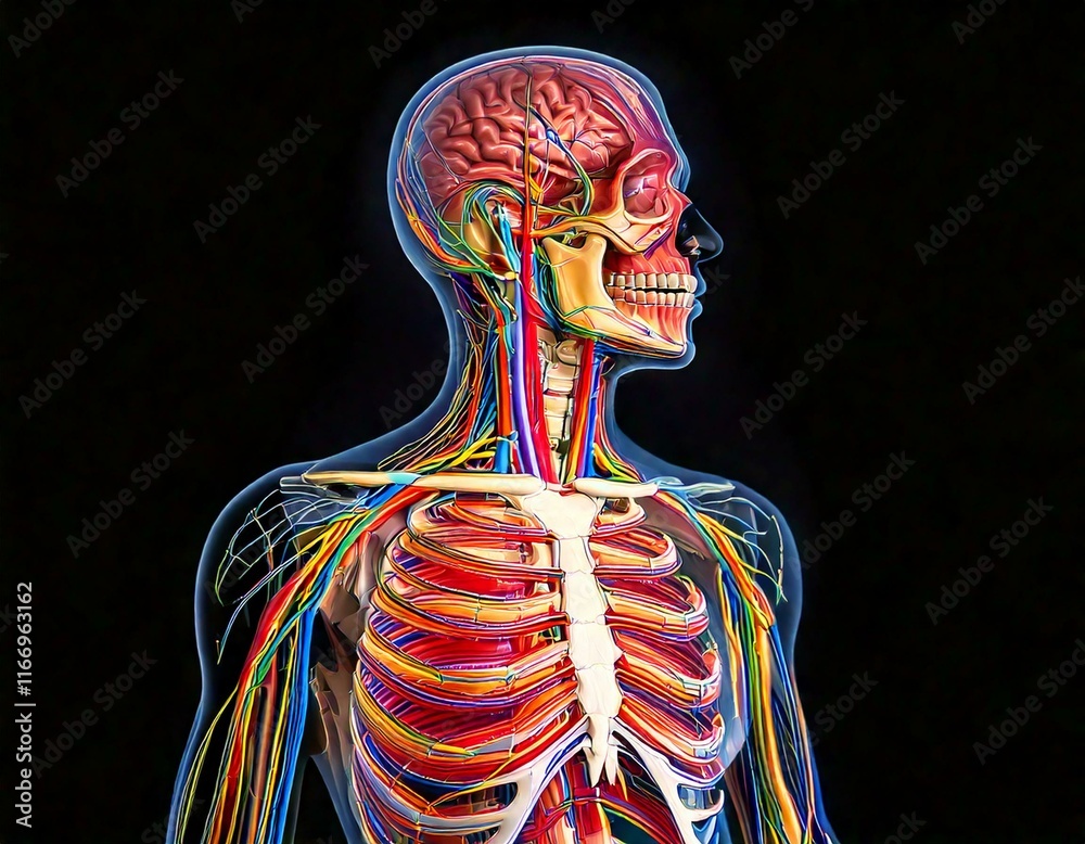 Medical Education Chart of Biology for Human Body Organ System Diagram. human skeleton, details ...