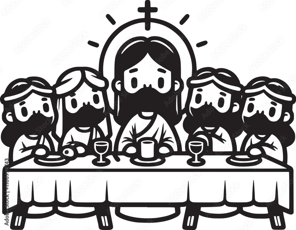 Jesus Last Supper Stylized Cartoon Vector Illustration Graphic Stock ...