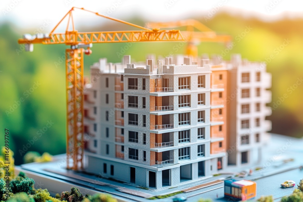 Under construction multifloor residential building project model for ...