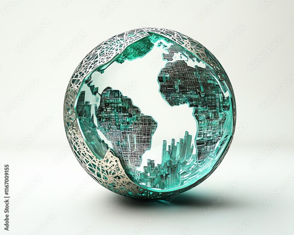 Striking abstract globe representing the global business network ...