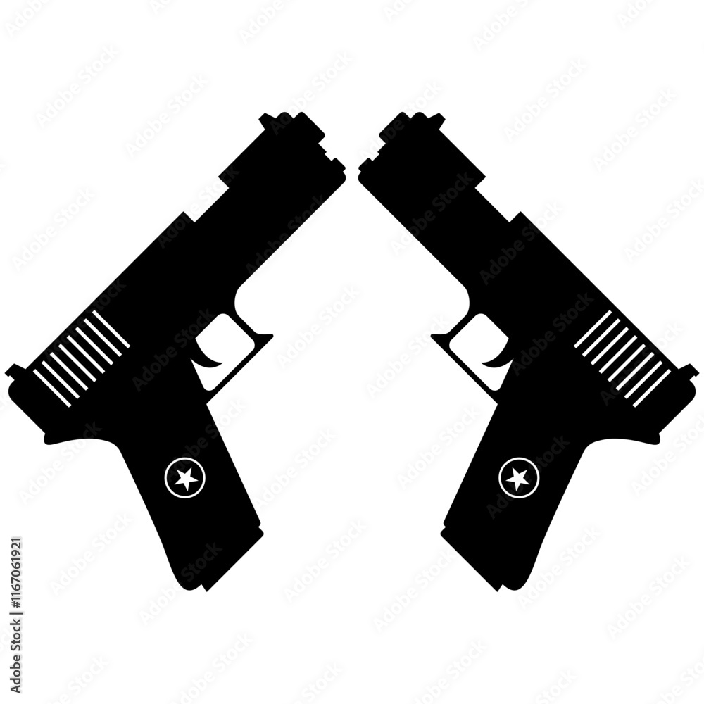 Double Pistol gun hand gun svg vector cutfile for cricut silhouette ...