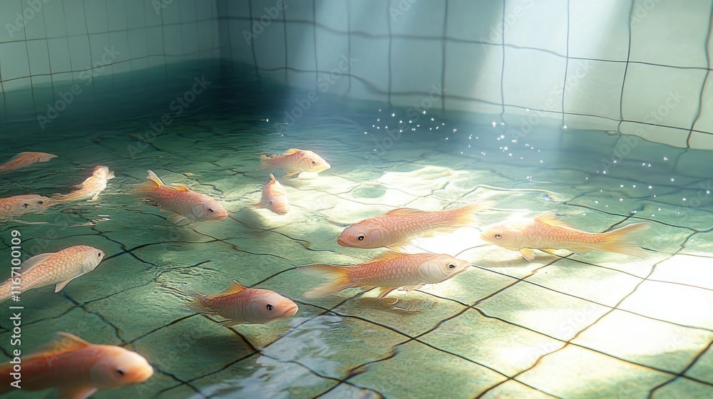 Foto de Stock Nile Tilapia Fish Swimming in Serene Underwater Scene ...