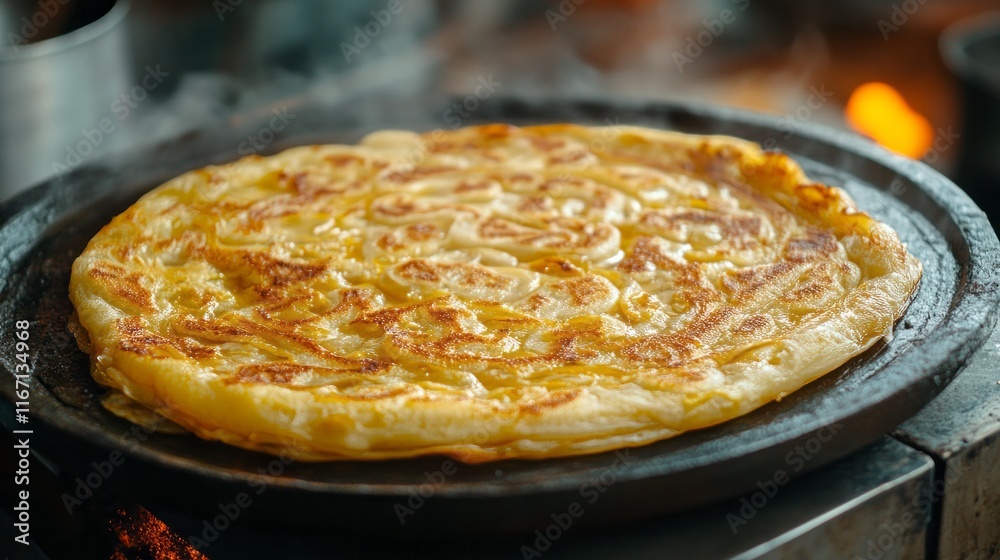 Making of Roti Canai or Roti Prata famous Indian margarine flatbread in ...