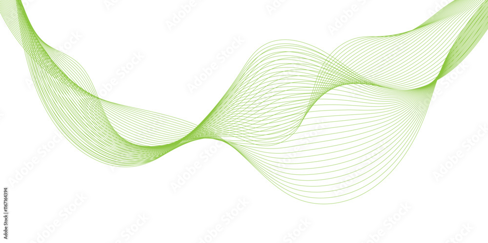 Abstract with green wavy lines background, colorful waves line design ...